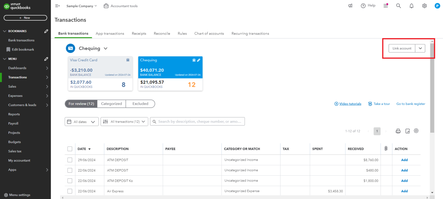 Connect Bank and Credit Card Accounts to QuickBooks Online